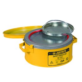 Safety Bench Cans 1007 Justrite solvent plunger cans Yellow